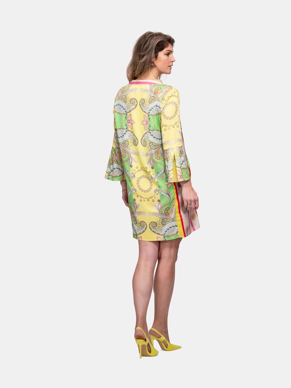 MUCHO GUSTO® Dress Palau Yellow Green Paisley.